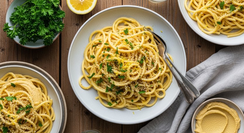 Lemony Hummus Pasta Recipe