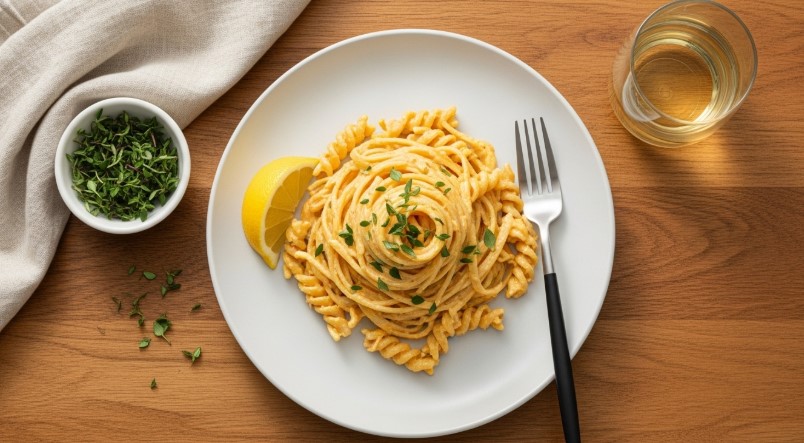 Lemony Hummus Pasta Recipe