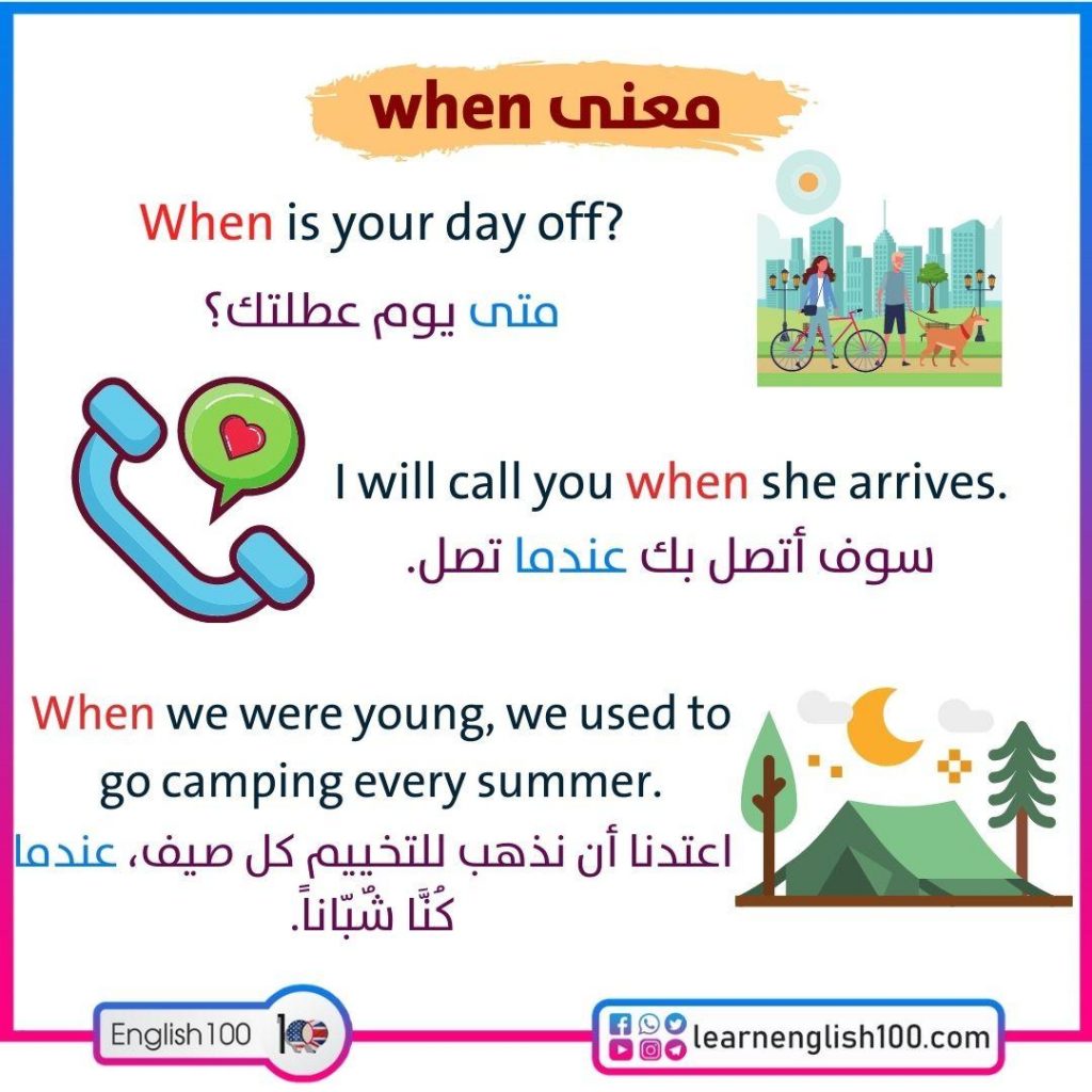 معنى when - لنتعلم ماذا تعني وما هي استخداماتها الآن! تعلم تشكيل الجمل ...