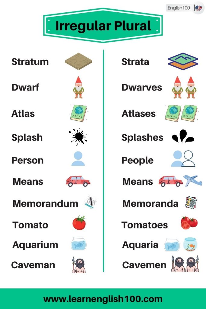 The List of Most Common Irregular Plural Nouns In English And Their Meaning! - English 100