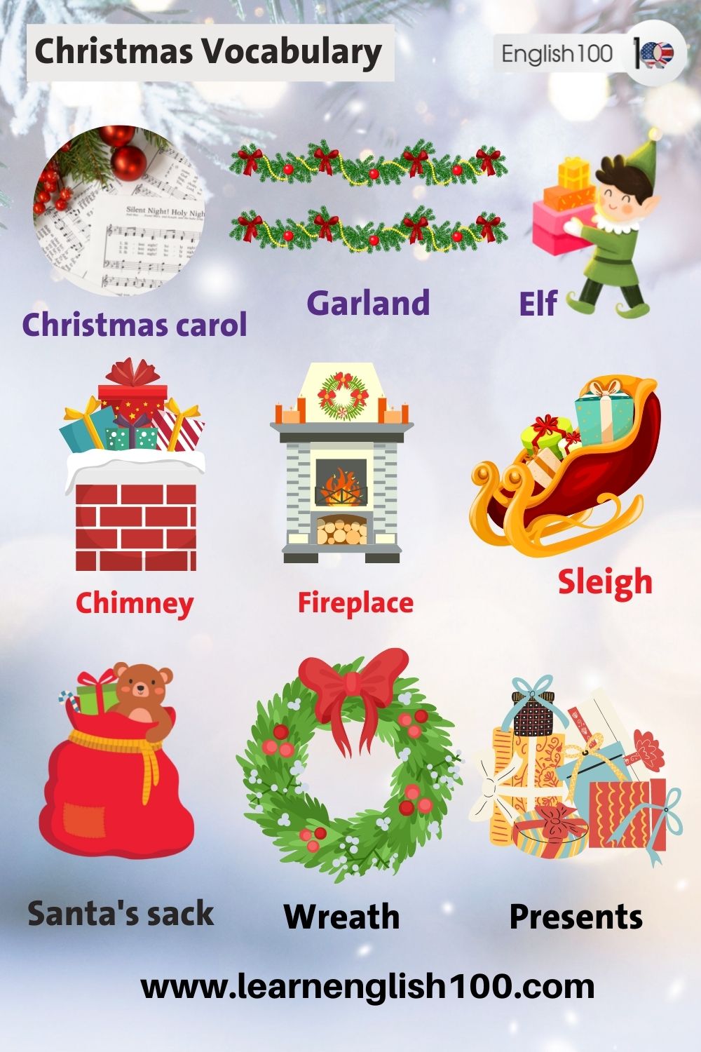 Christmas Vocabulary: Useful Christmas Words List - English 100 Christmas Vocabulary: Useful Christmas Words List - English 100