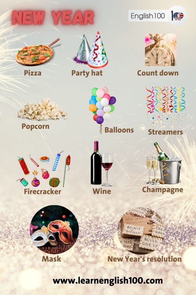 Happy New Year: Vocabulary and Wishes!! - English 100