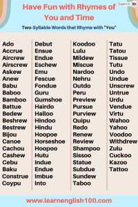 Have Fun with Rhymes of You and Time - English 100