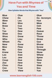Have Fun with Rhymes of You and Time - English 100