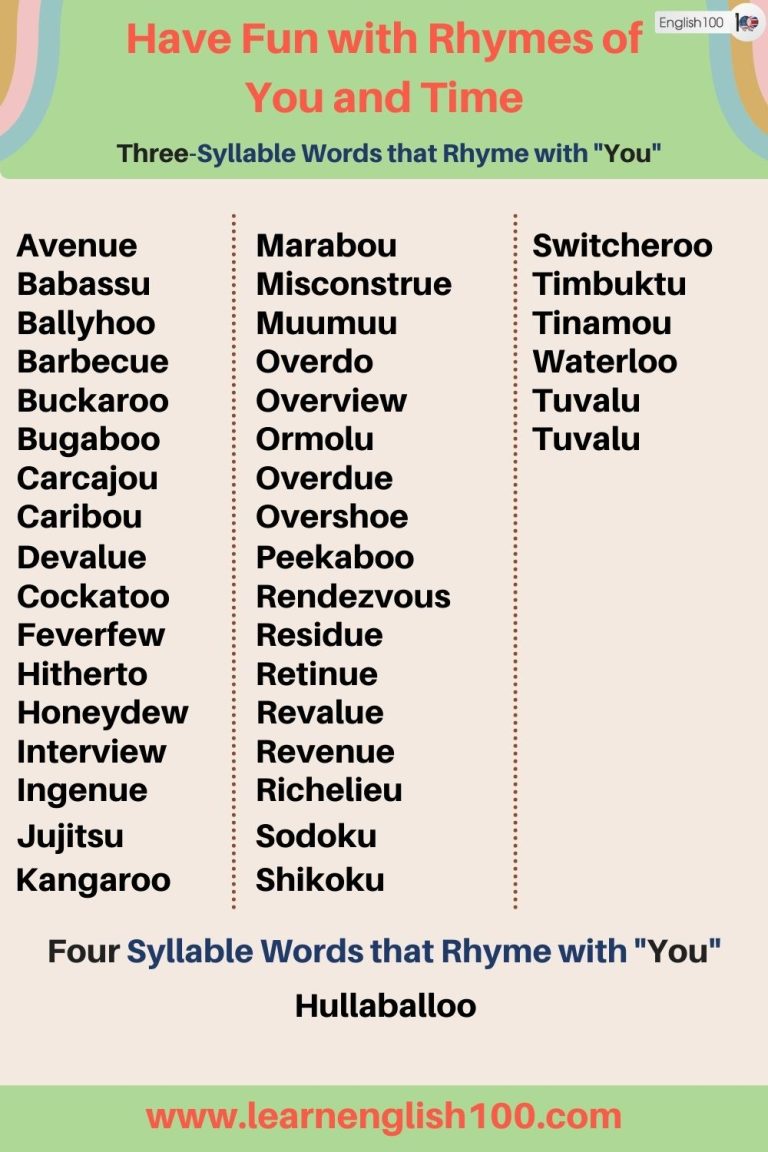 Have Fun with Rhymes of You and Time - English 100